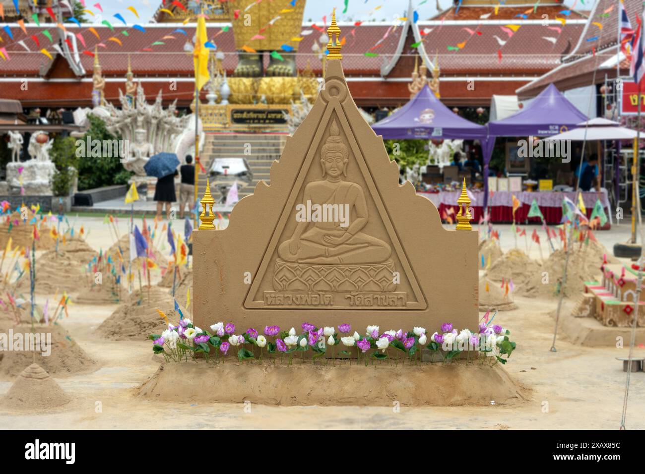 SAMUT PRAKAN, THAILAND, MAY 25 2024, A traditional sand building fest ...