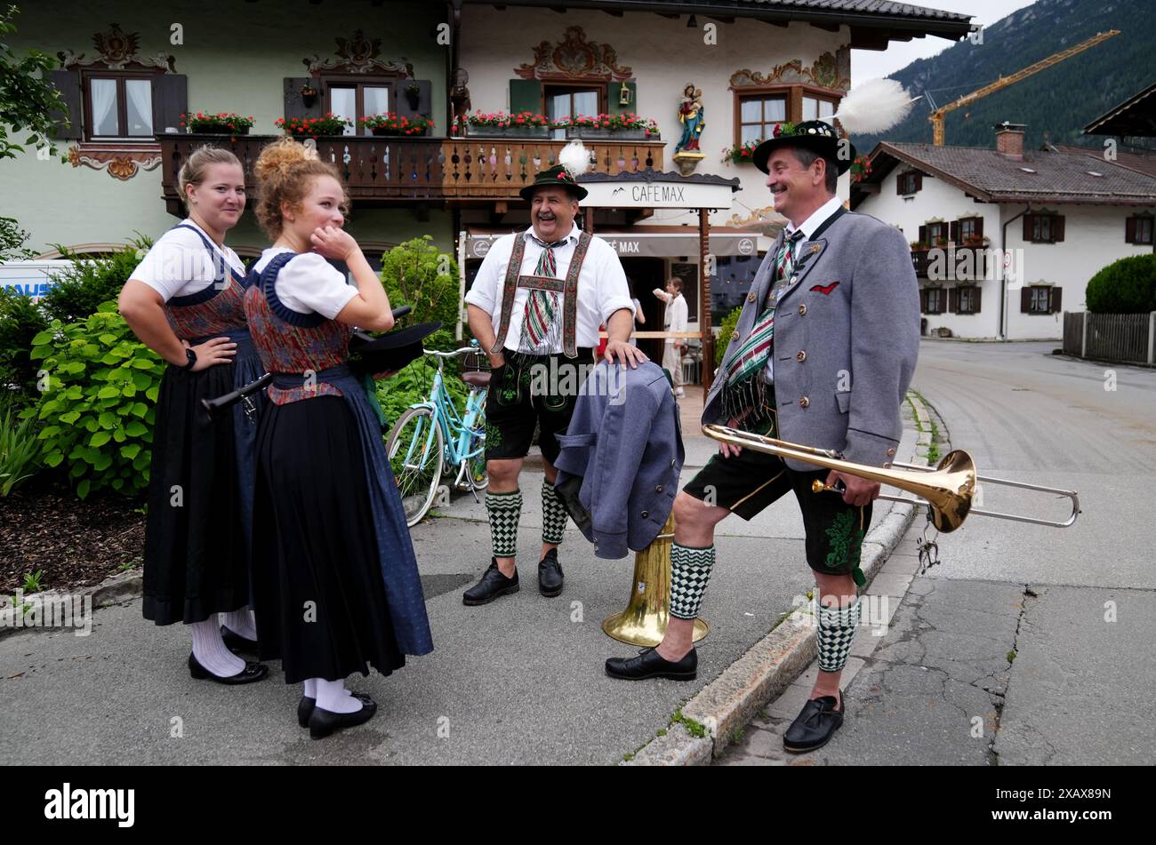 Locals people wearing traditional clothing in Garmisch-Partenkirchen ...