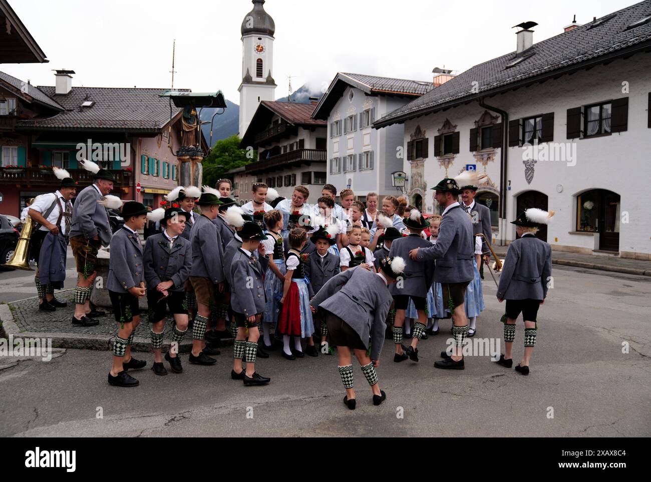 Locals people wearing traditional clothing in Garmisch-Partenkirchen ...