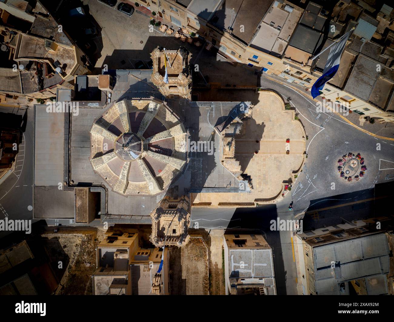 Gozo Island Malta, aerial view of the Gharb church in the Gharb town ...