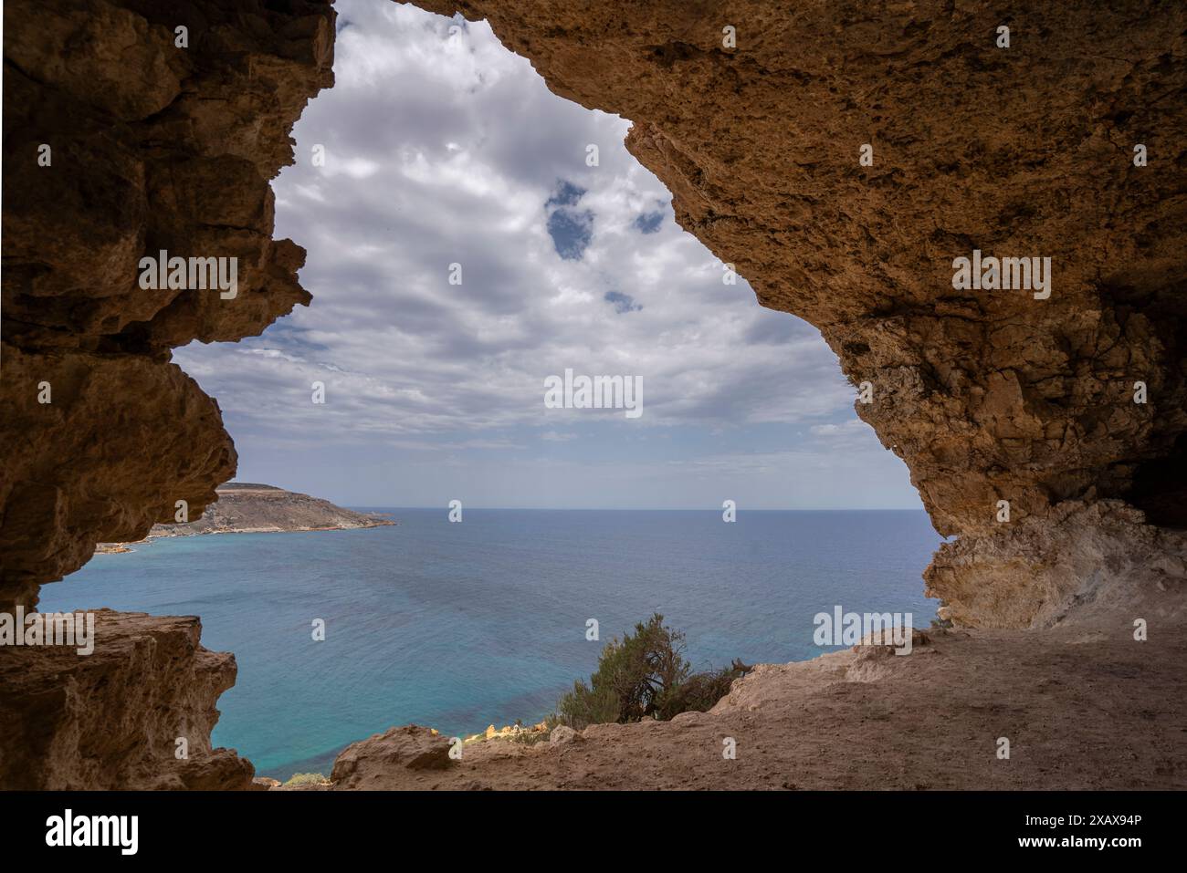 Gozo Island Malta, View of Ramla Bay, from inside Tal Mixta Cave Gozo ...