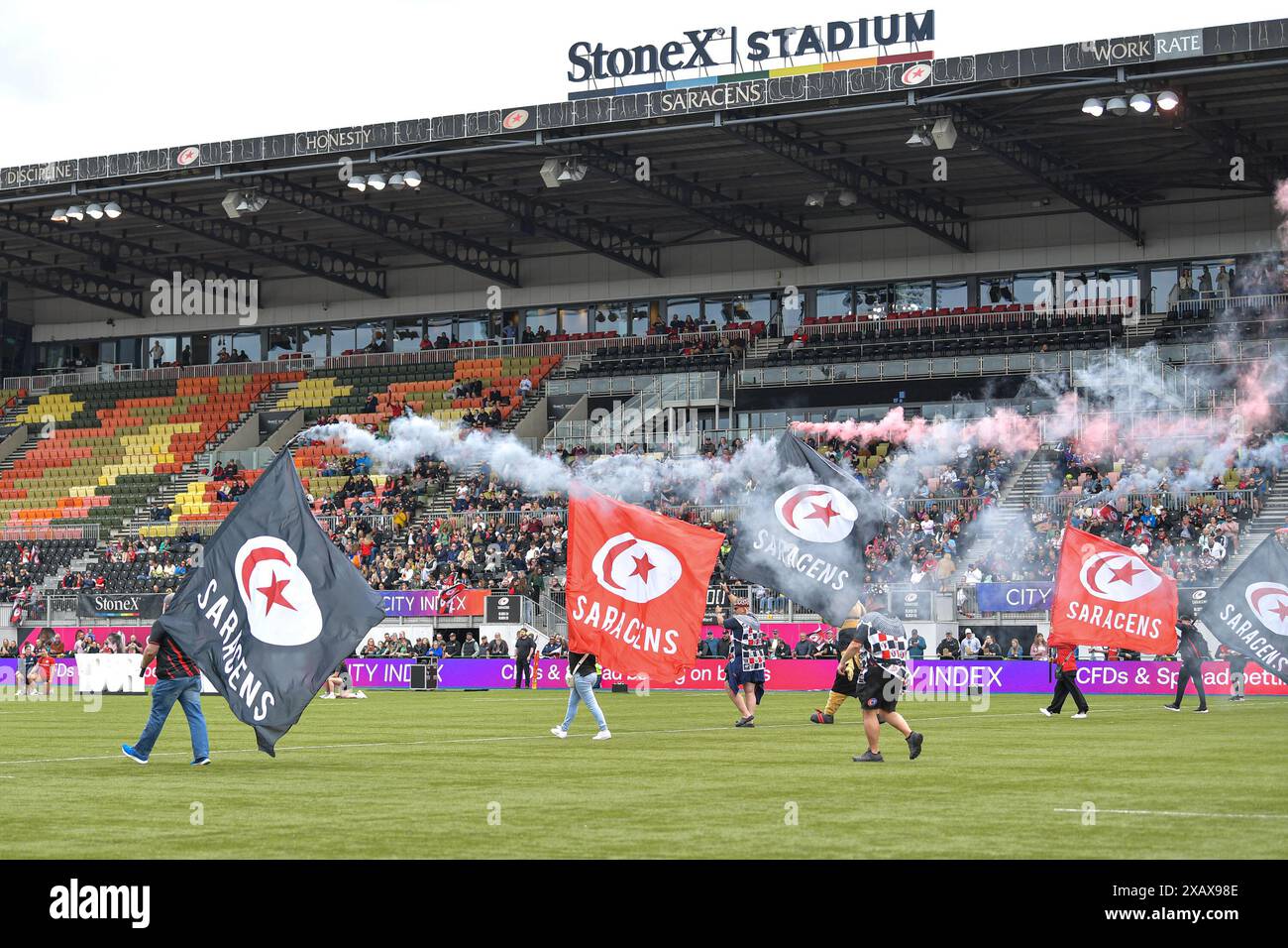 London, England on 9 June 2024. The Stonex Stadium ready for the Womens ...
