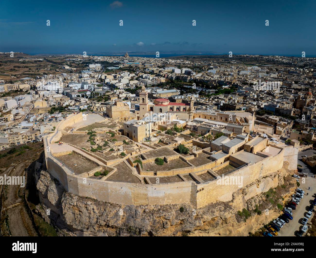 Aerial view of the Citadel - Capital City of Gozo. Victoria city, Malta ...