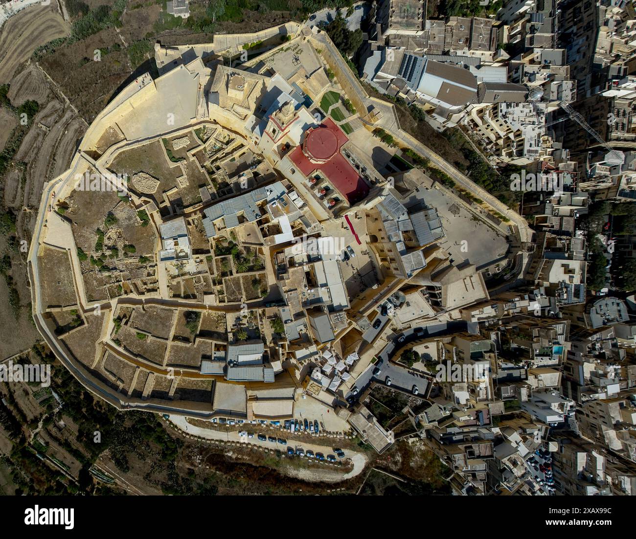 Aerial view of the Citadel - Capital City of Gozo. Victoria city, Malta ...