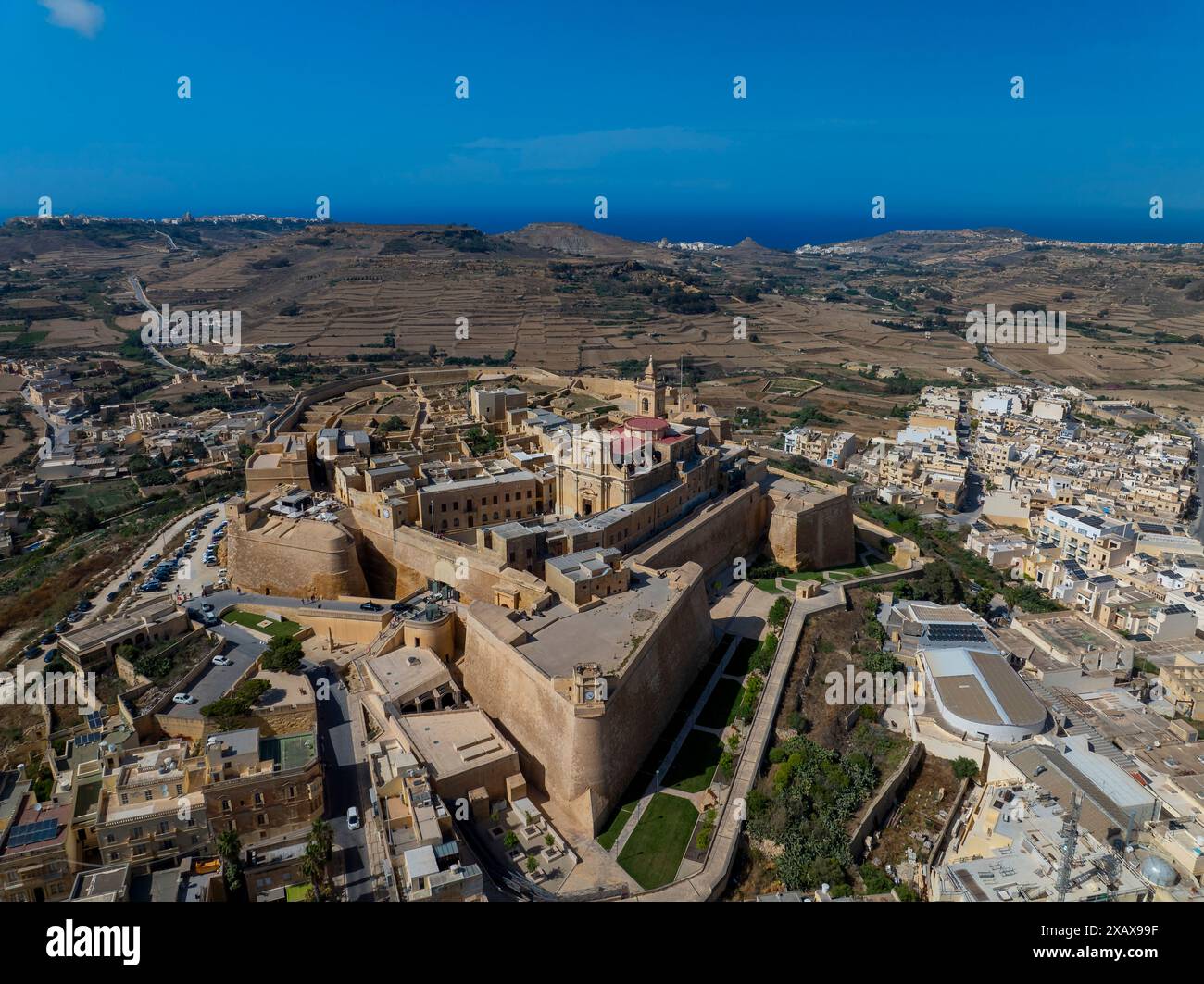 Aerial view of the Citadel - Capital City of Gozo. Victoria city, Malta ...