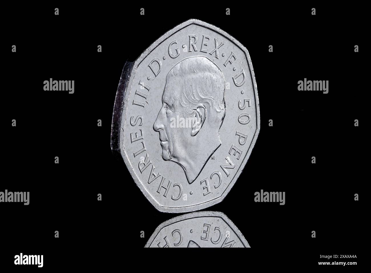 A 2022 50p coin which was the first coin to feature King Charles III ...