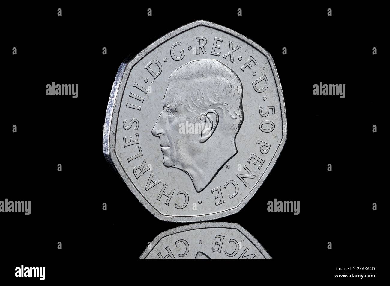 A 2022 50p coin which was the first coin to feature King Charles III ...