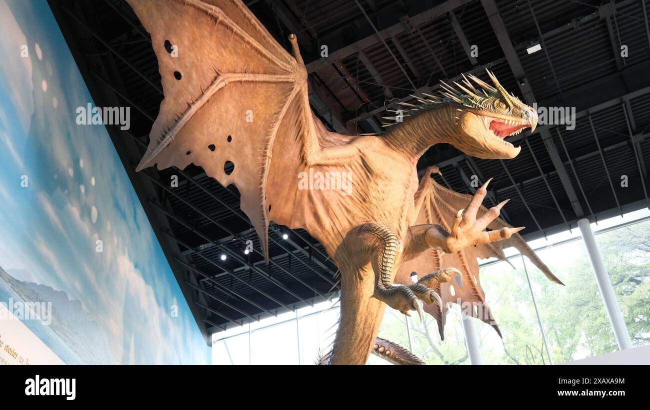 Tokyo - May 15 2024: model ofNorwegian Ridgeback dragon flying in ...