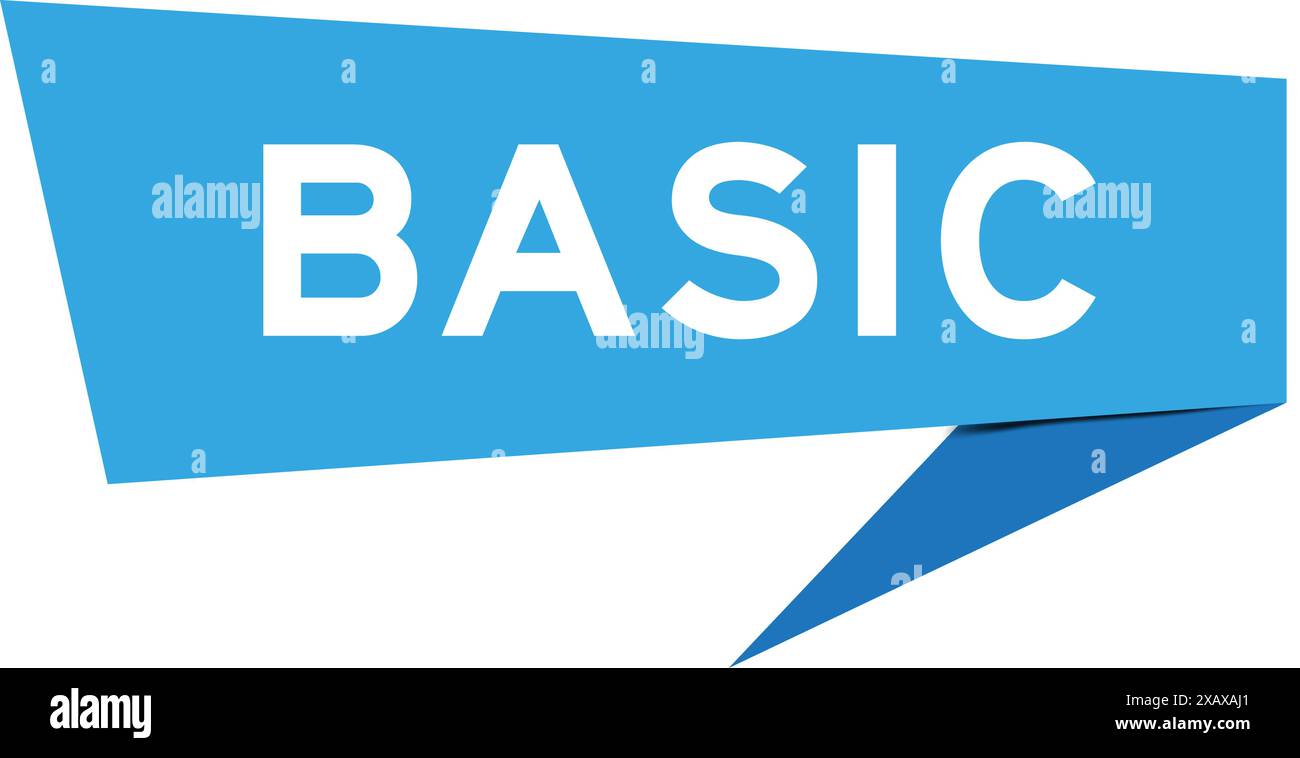 Blue color speech banner with word basic on white background Stock ...