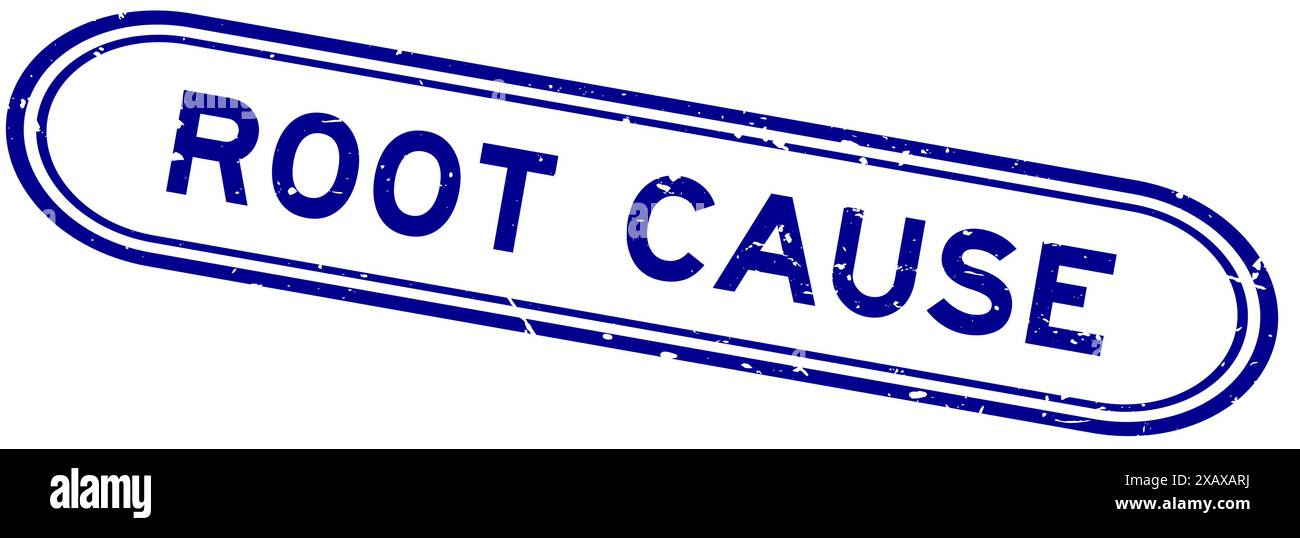 Grunge blue root cause word rubber seal stamp on white background Stock ...
