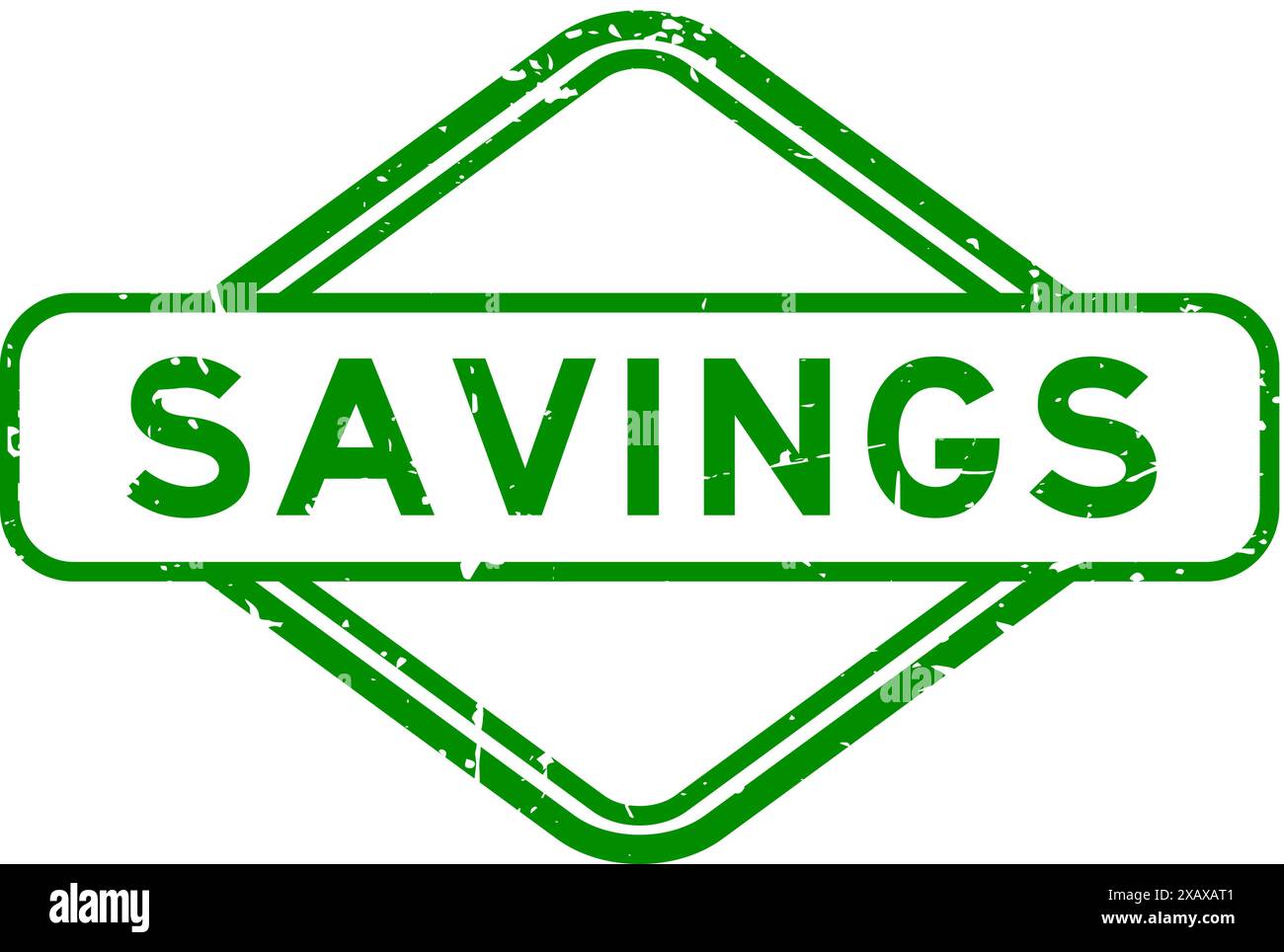 Grunge green savings word rubber seal stamp on white background Stock ...