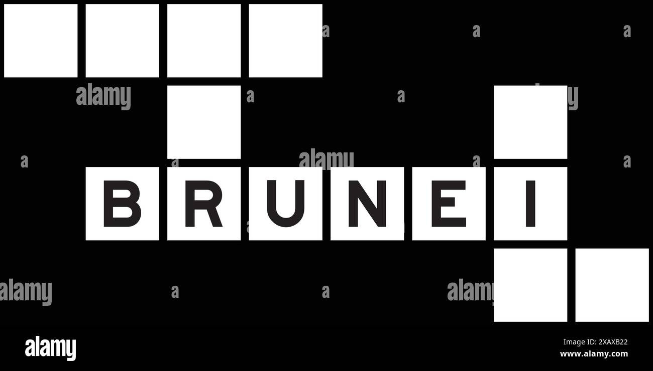 Alphabet letter in word brunei on crossword puzzle background Stock ...