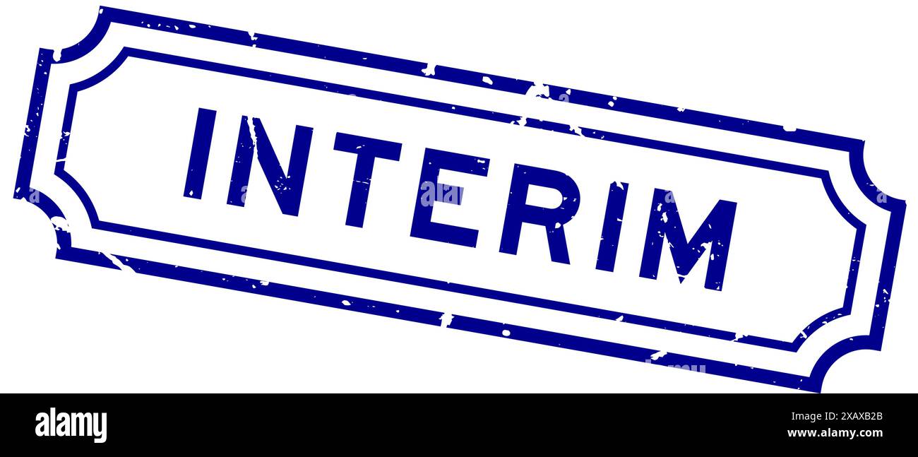 Grunge blue interim word rubber seal stamp on white background Stock ...