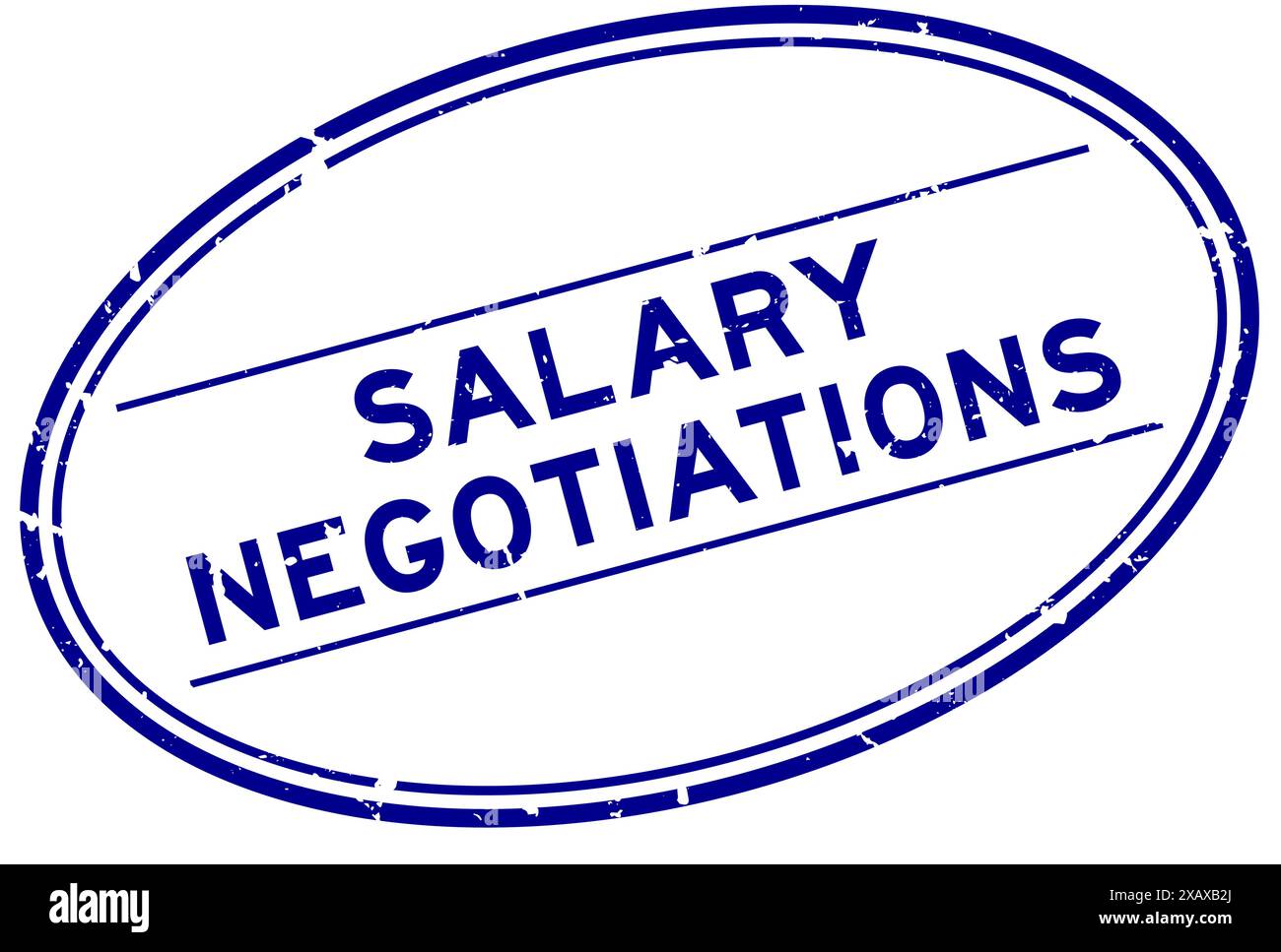 Grunge blue salary negotiations word oval rubber seal stamp on white ...