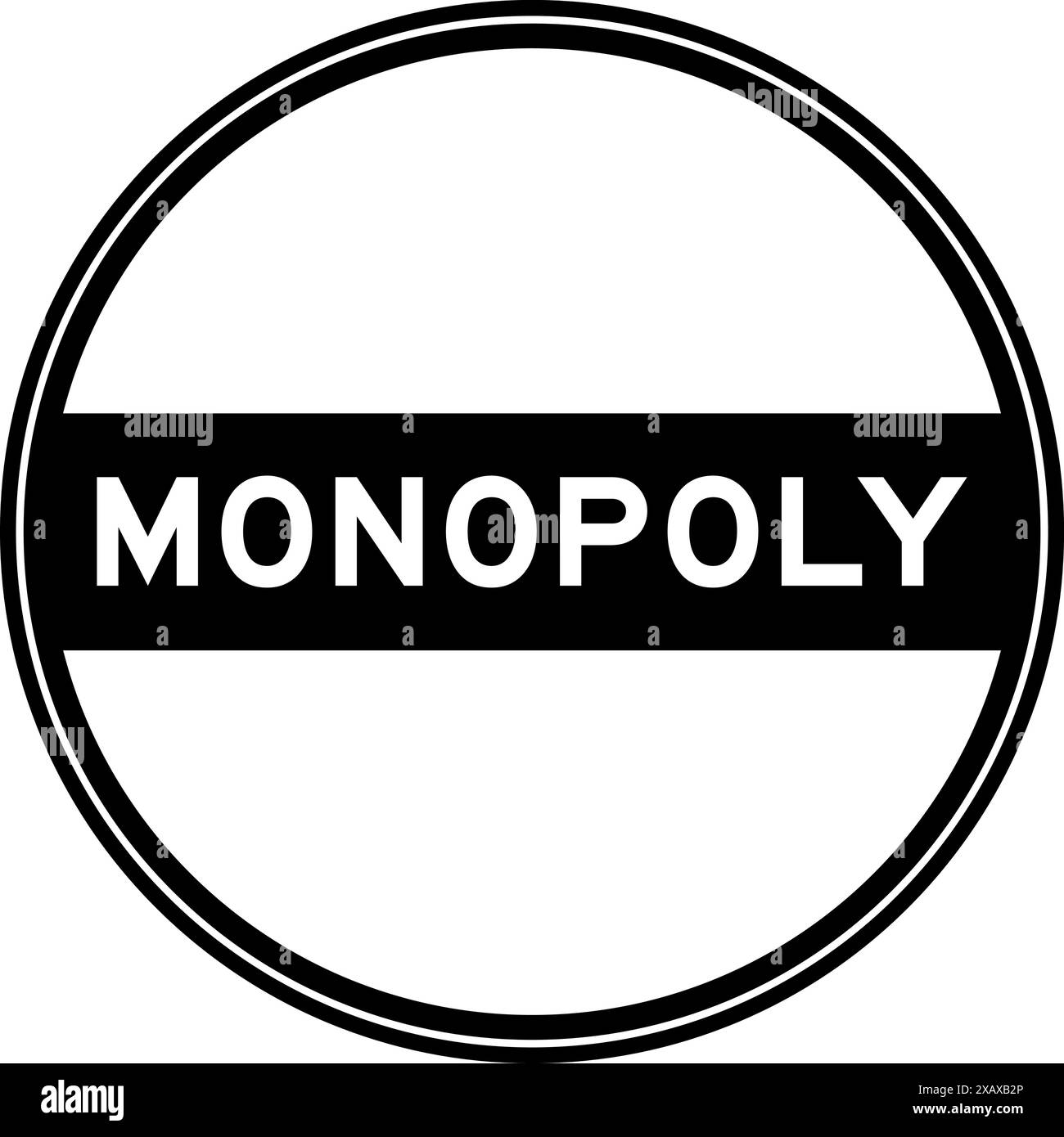 Black color round seal sticker in word monopoly on white background ...