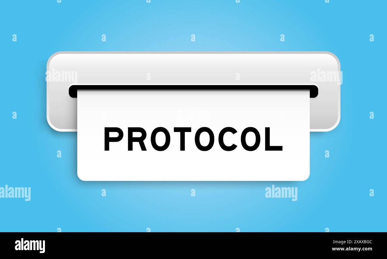 White coupon banner with word protocol from machine on blue color ...