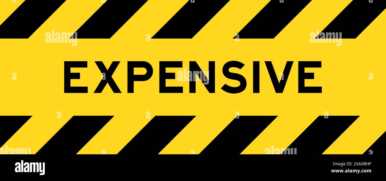 Yellow and black color with line striped label banner with word ...
