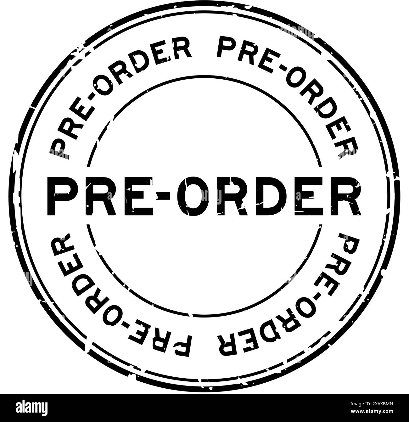 Grunge black pre order word round rubber seal stamp on white background ...