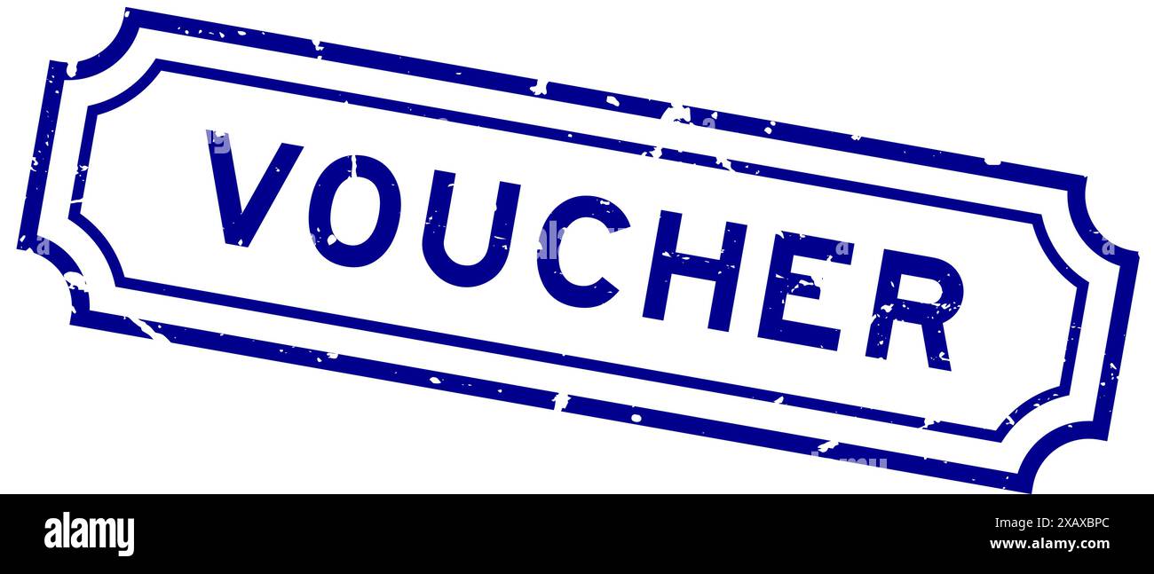Grunge blue voucher word rubber seal stamp on white background Stock ...