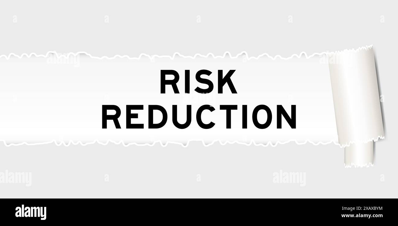 Ripped gray paper background that have word risk reduction under torn ...