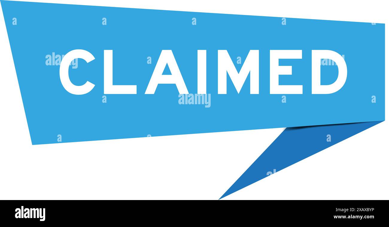 Blue color speech banner with word claimed on white background Stock ...
