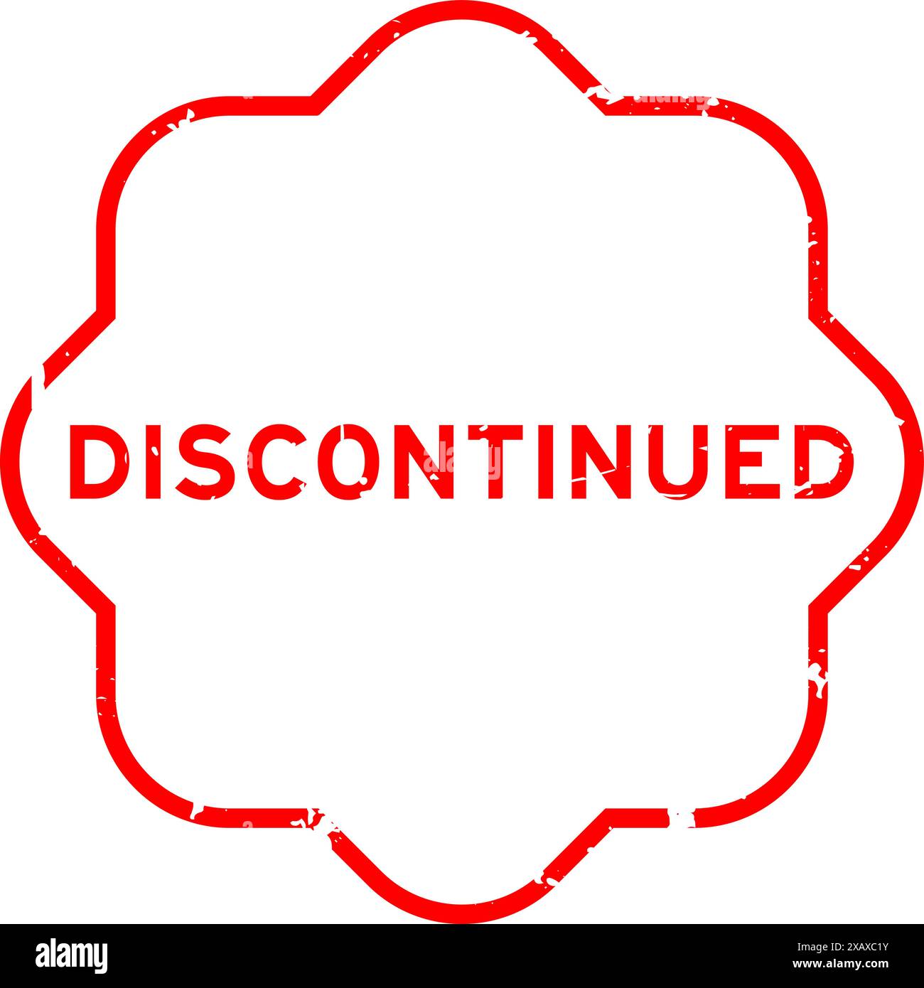 Grunge red discontinued word rubber seal stamp on white background ...