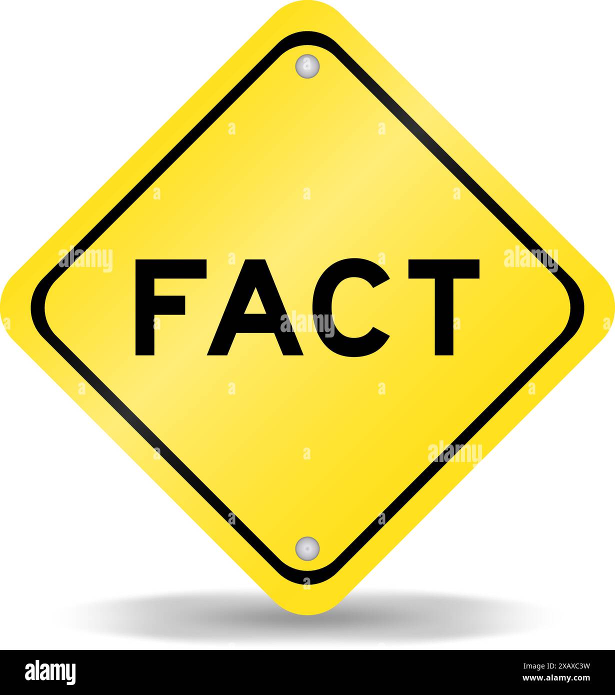 Yellow color transportation sign with word fact on white background ...