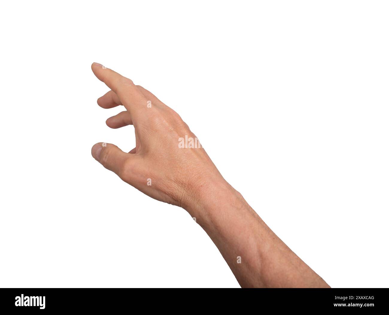 Hand reaching out with open fingers, isolated on white background ...