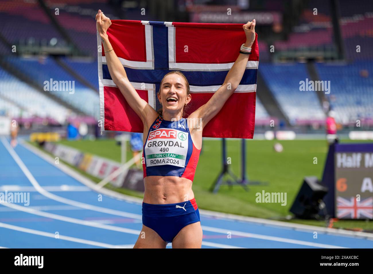 Rome, Italy 20240609. Karoline Bjerkeli Grovdal after crossing the ...