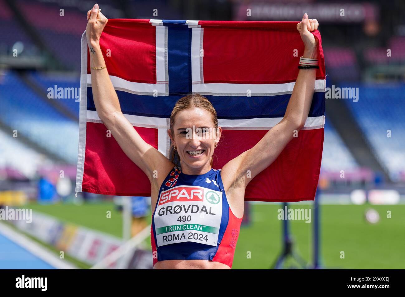 Rome, Italy 20240609. Karoline Bjerkeli Grovdal after crossing the ...