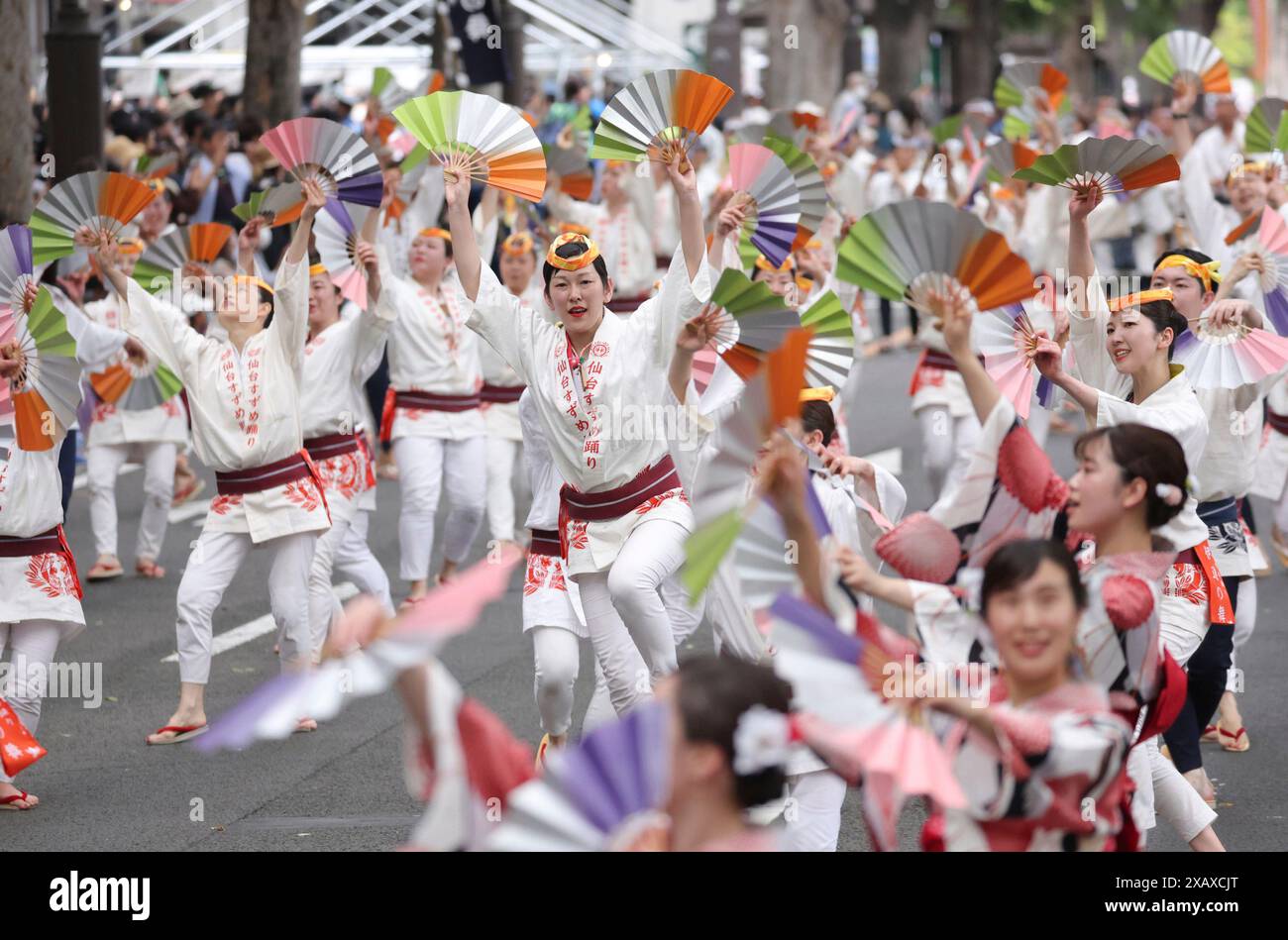 Dancers of Sendai Suzume, Sparrow festival of Miyagi Prefecture ...
