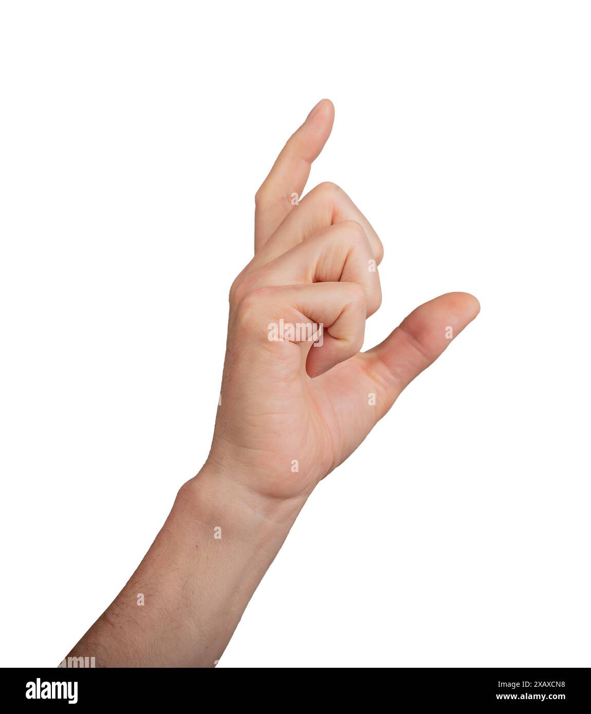 Hand showing a large measurement using thumb and index finger, isolated ...