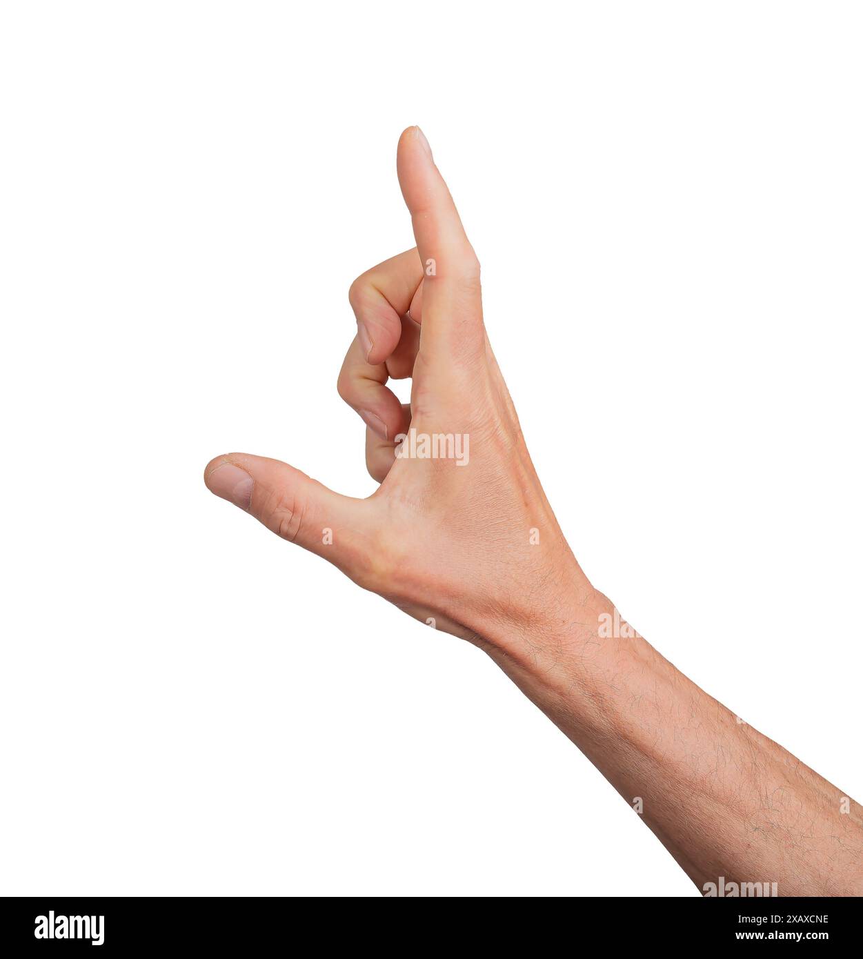 Hand showing a large measurement using thumb and index finger, isolated ...