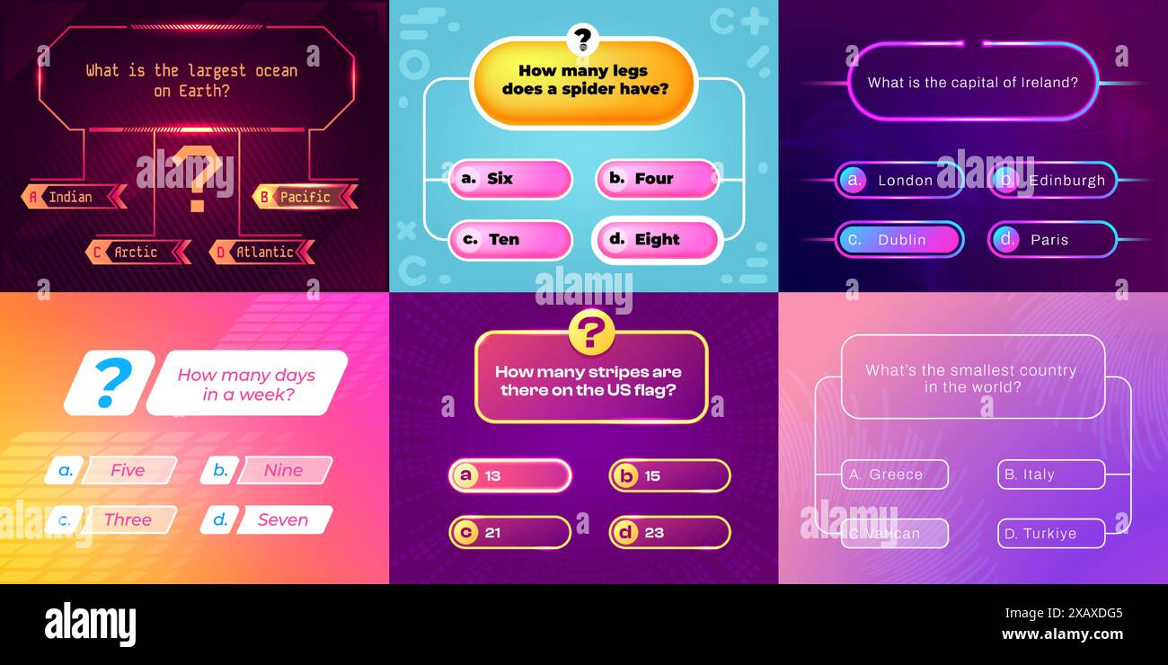 Trivia Game Ui Question And Answer Template For Quiz Show Multiple Choice Interface With