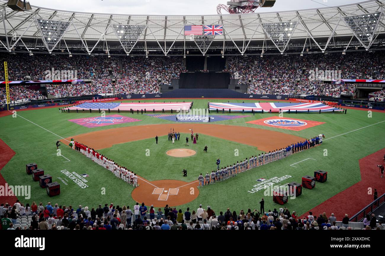 A general view of the stadium as the teams line up ahead of game two of ...