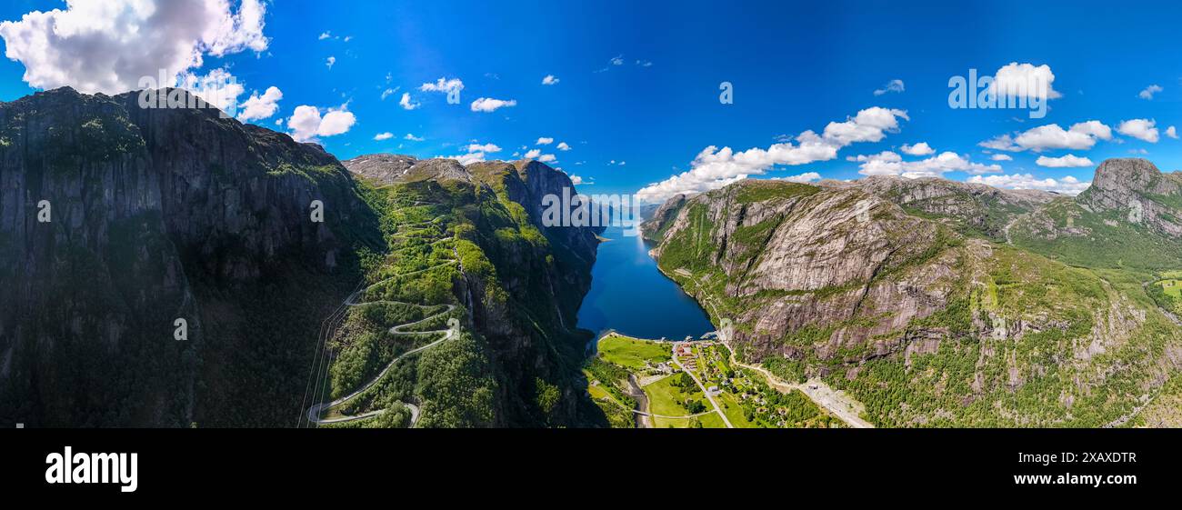 Summer scenery norwegian fjord towering hi-res stock photography and ...