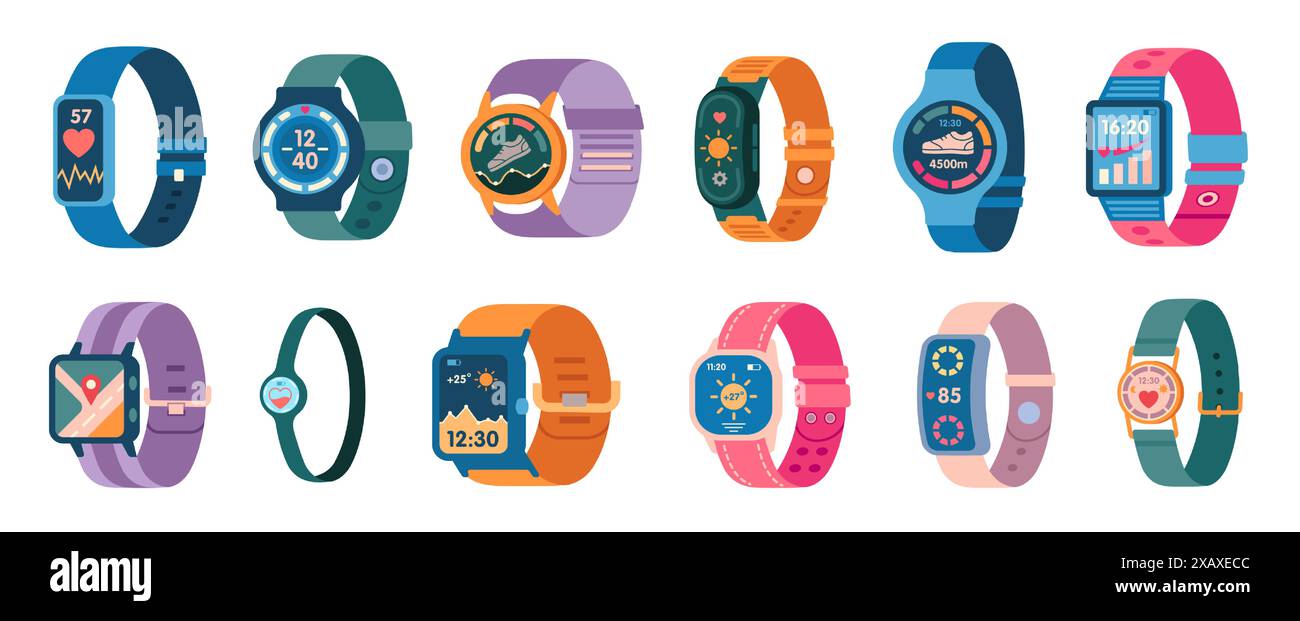 Activity tracker. Smart fitness band with heart rate monitor and step counter, sport wrist watch ...