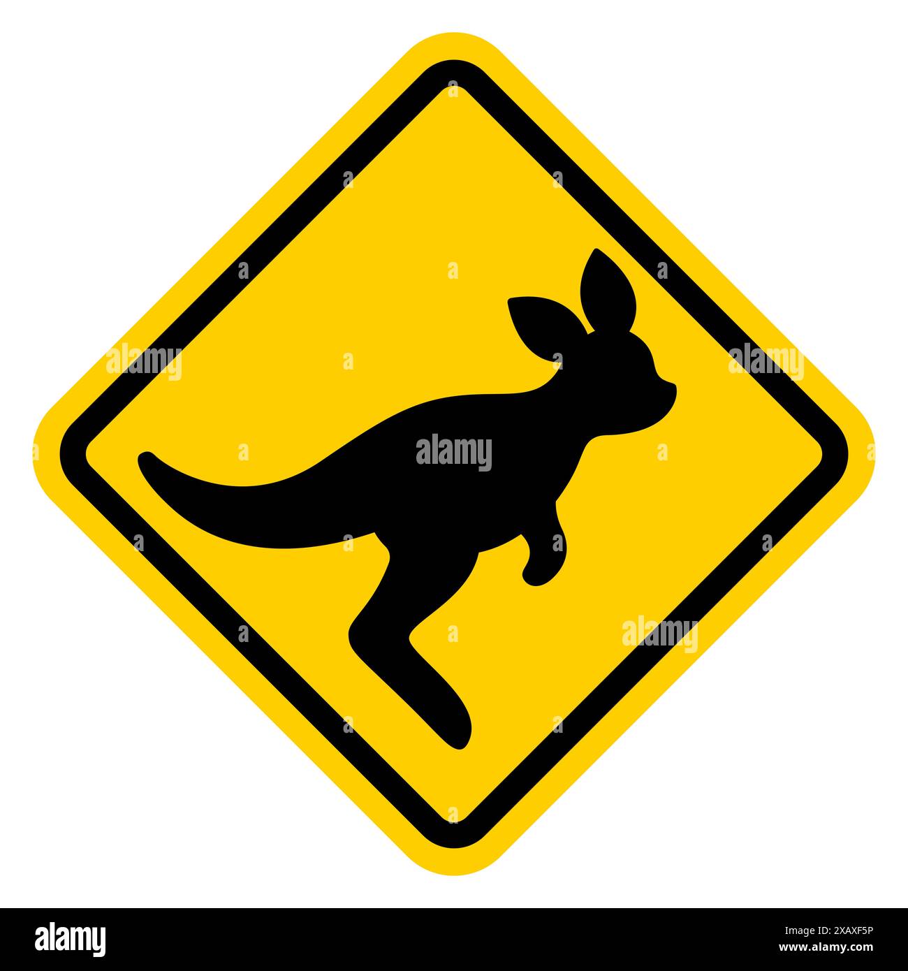 Cute cartoon kangaroo crossing road sign. Simple stylized kangaroo ...