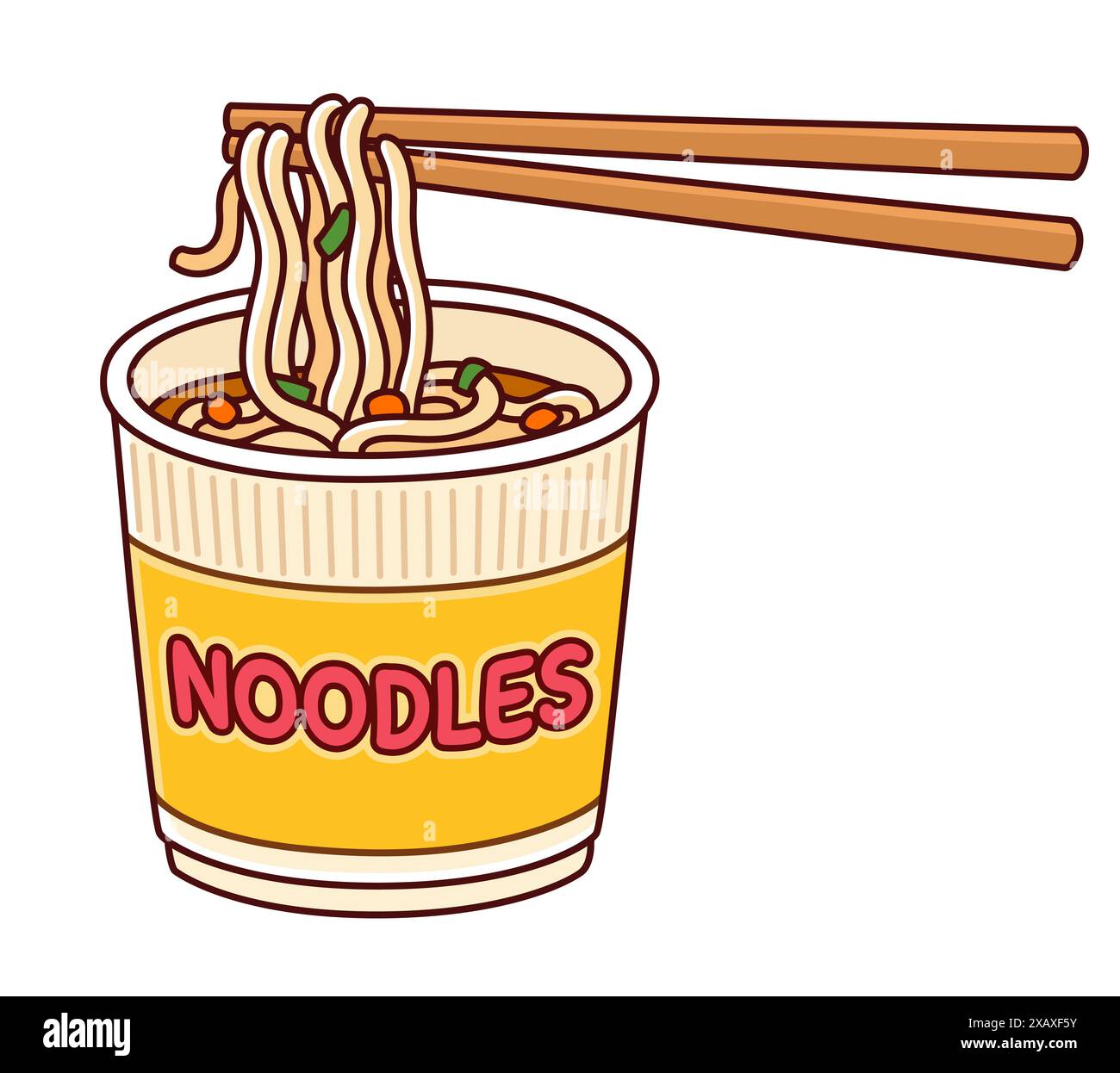 Instant Noodles Cup Cartoon Drawing Eating Instant Ramen With