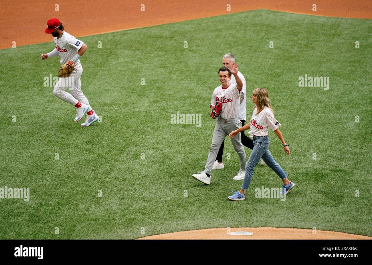 Philadelphia Phillies' Bryce Harper (left) and former player Chase ...