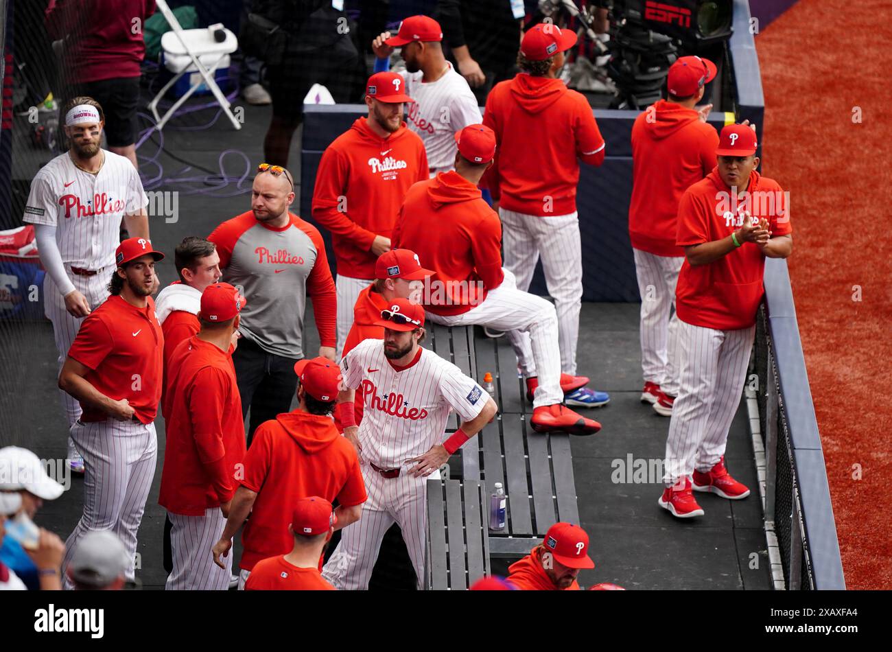A general view of players on the Philadelphia Phillies bench during ...