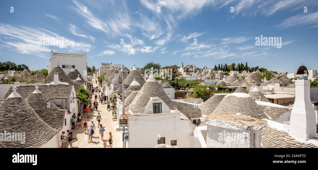 Alberobello, Italy - August 2, 2023: View at traditional Trulli houses ...