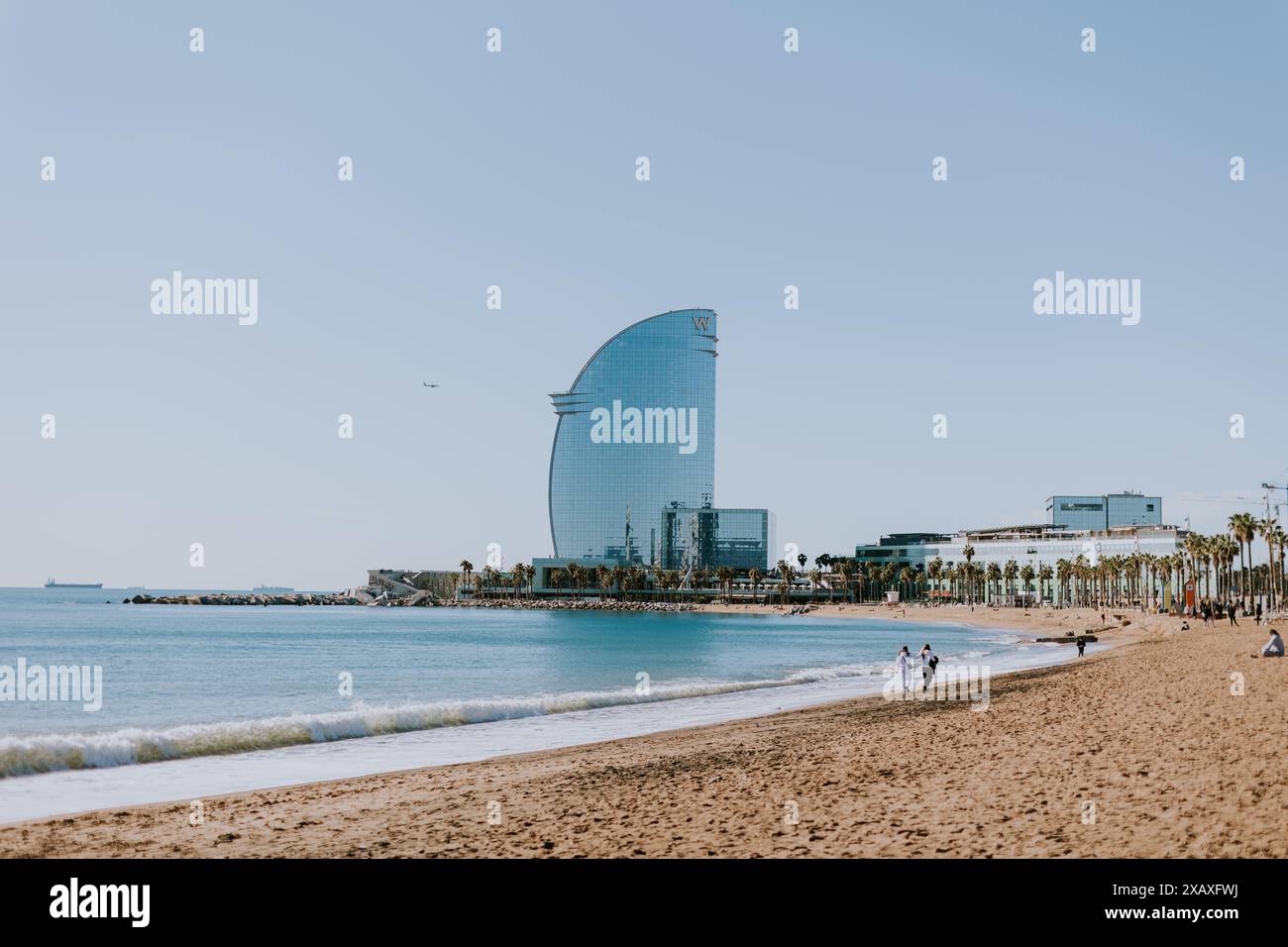 Barcelona, Spain - April 1, 2024: View at W Barcelona Hotel. Hotel was ...