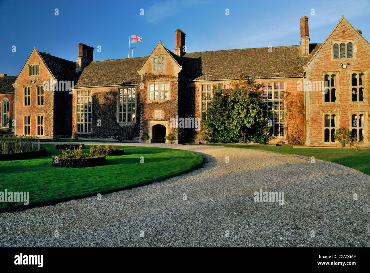 Low winter sunshine over the front of Littlecote House, a Warner hotel ...