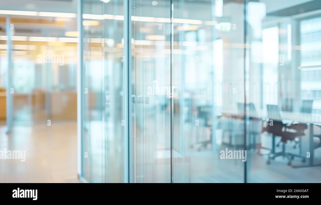 Open Glass Doors Leading Into a Modern Office Space. Background Stock ...