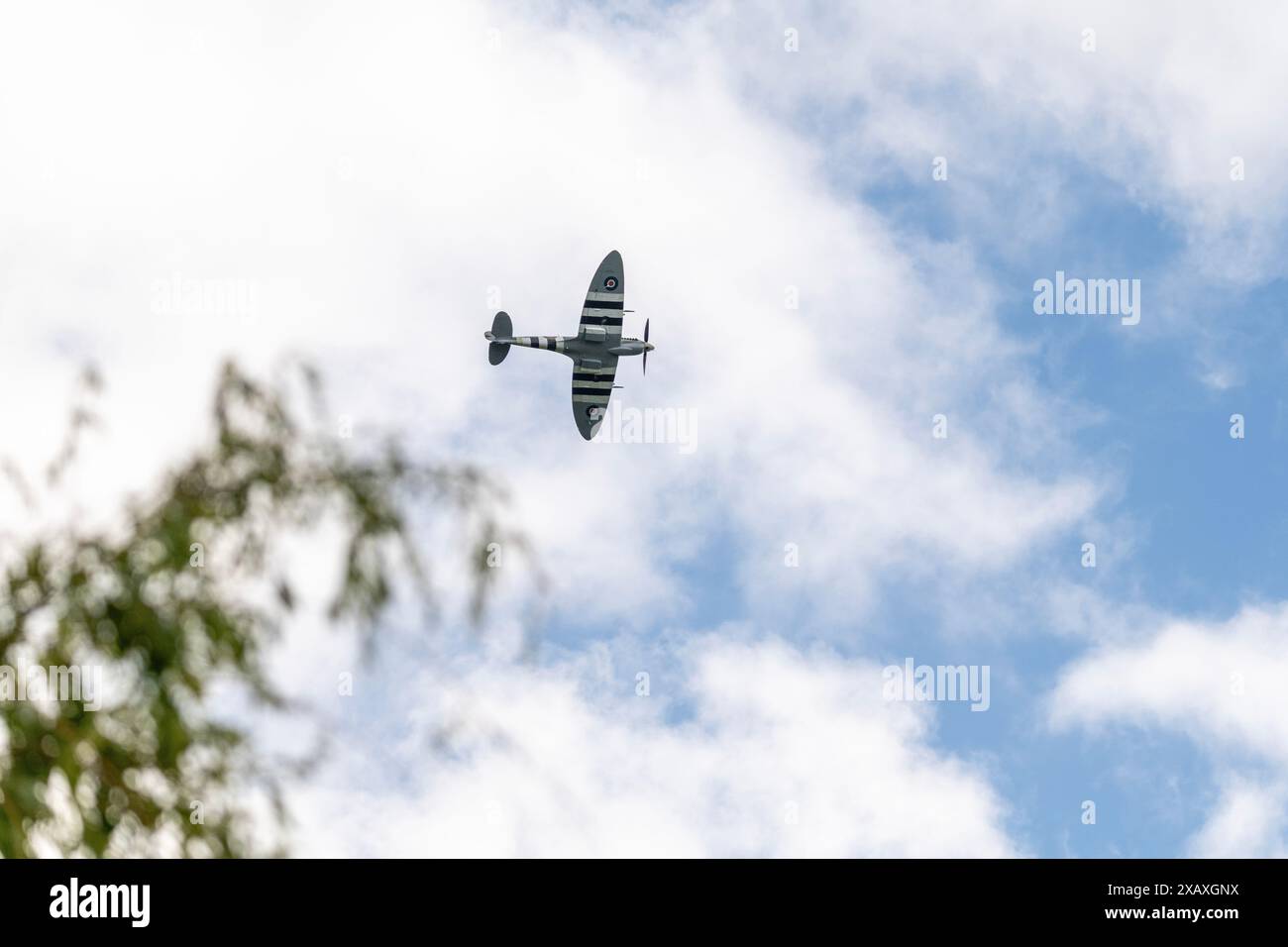 Aerial photograph of Spitfire IX during flying display over Bidlea ...