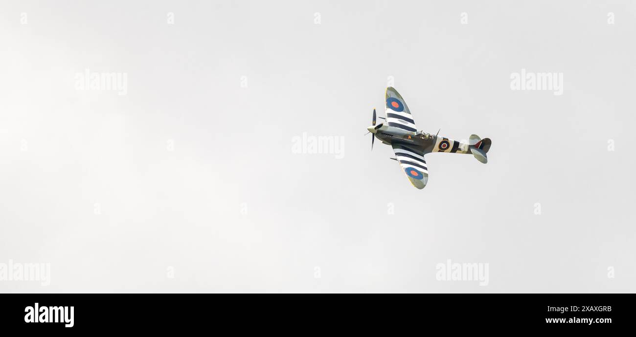 Aerial photograph of Spitfire IX during flying display over Bidlea ...