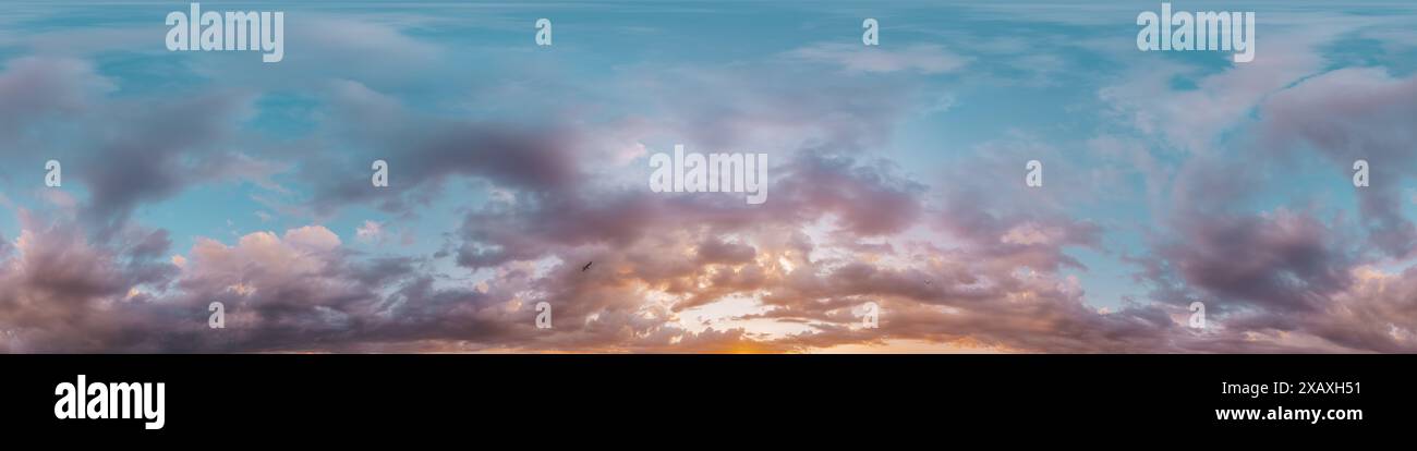 Dramatic Sunset sky 360 panorama. Vibrant sky with bright glowing red ...