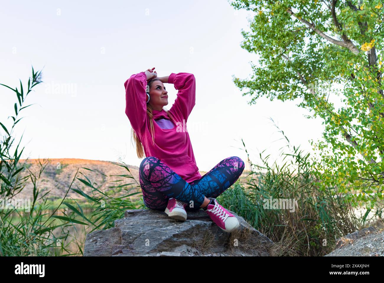 portrait of a peaceful woman in nature Stock Photo - Alamy