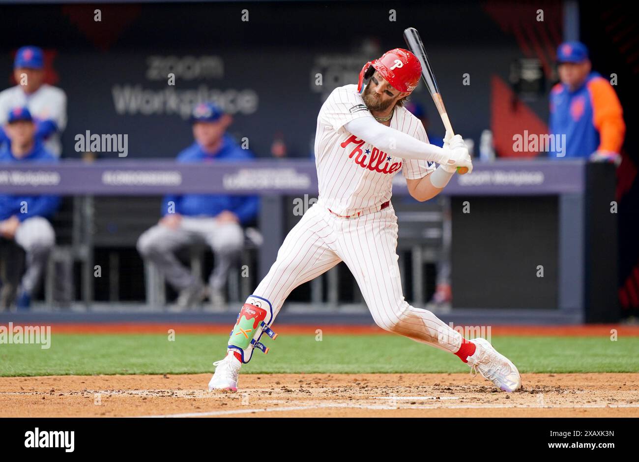 Philadelphia Phillies' Bryce Harper bats during game two of the MLB London Series at the London ...